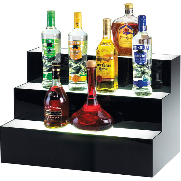 Cal-Mil 1269 Underlit Acrylic 3 Step Bottle Display - 24" x 14 1/2" x ...