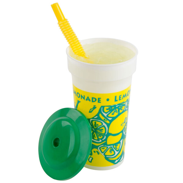 16 oz. Tall Plastic Souvenir Lemonade Cold Cup with Straw and Lid - 250 ...