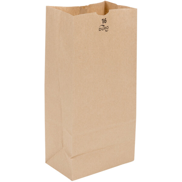 Duro 16 lb. Brown Paper Bag - 500/Bundle