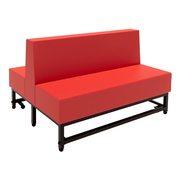 Plymold Mesa 60" Long American Beauty Red Rolling Double Booth with ...