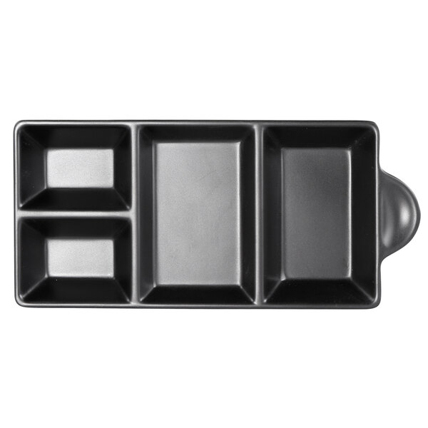 Elite Global Solutions JWT4C Ore 8 3/4" x 4 3/8" Black Four-Compartment ...