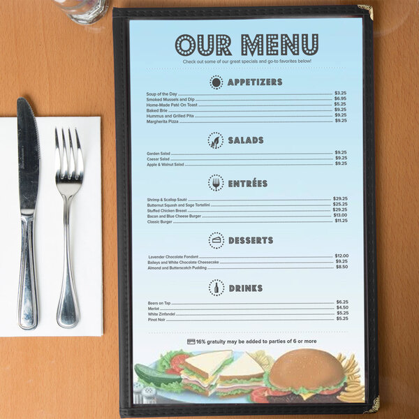Choice 8 1/2" x 14" Menu Paper - Coffee Shop Themed Table Setting ...