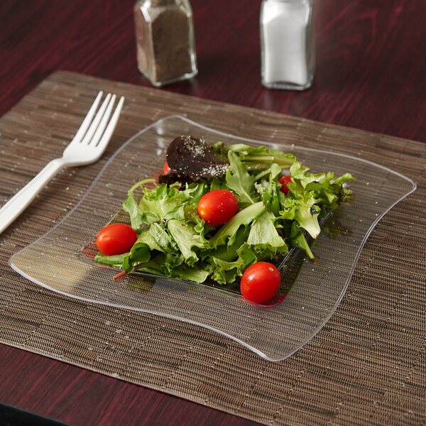 Fineline Wavetrends 108-CL 8" Clear Plastic Square Plate - 120/Case