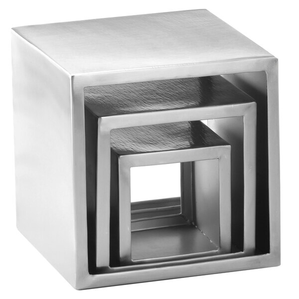 Tablecraft RS3 Barclay 3 Piece Square Stainless Steel Riser Set