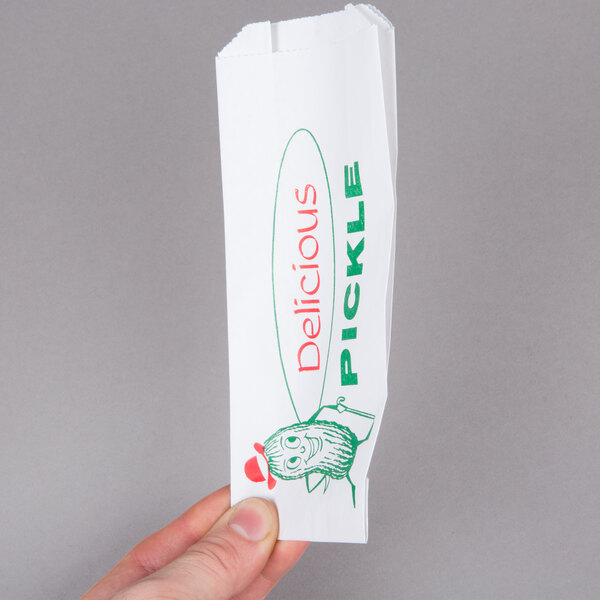 Carnival King 3" x 1 3/4" x 6 1/2" Printed Paper Pickle Bag - 1000/Case