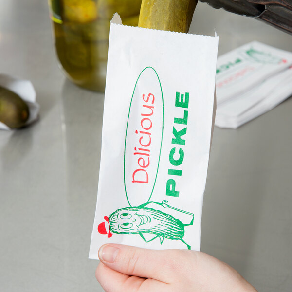 Carnival King 3" x 1 3/4" x 6 1/2" Printed Paper Pickle Bag - 1000/Case