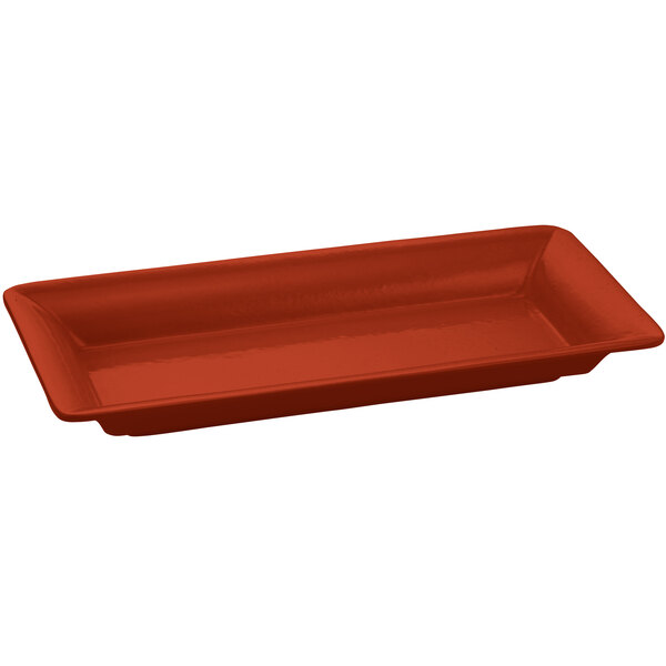 Tablecraft CW2100CP Copper 18" x 9" Cast Aluminum Small Rectangle Platter