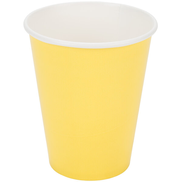 Creative Converting 56102B 9 oz. Mimosa Yellow Poly Paper Hot / Cold ...