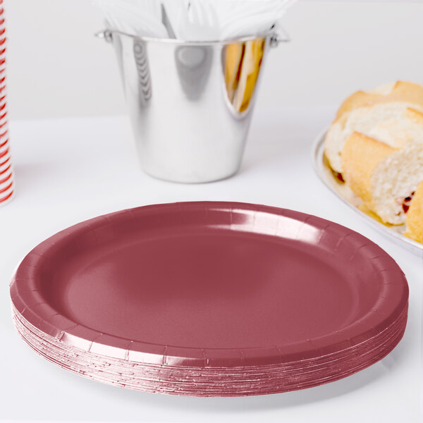 Creative Converting 473122B 9" Burgundy Paper Plate - 240/Case