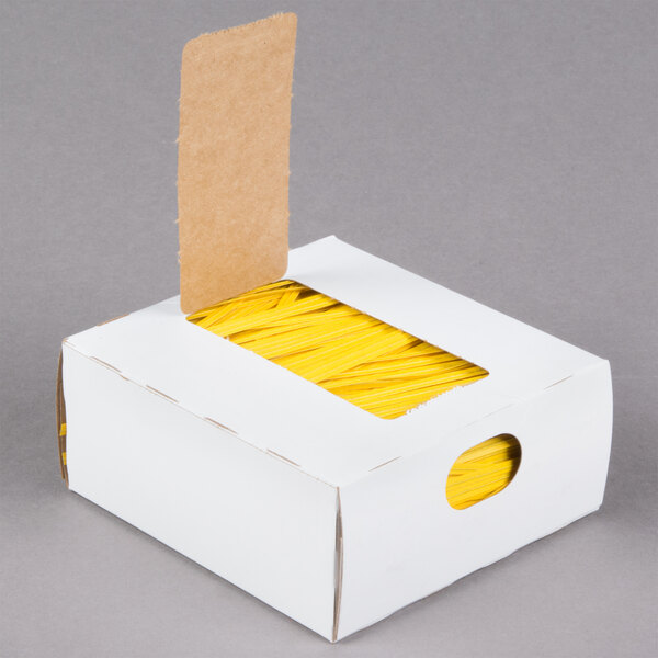 Bedford Industries Inc. 4" Yellow Laminated Paper Bag Twist Ties - 2000/Box