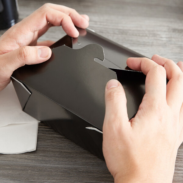 Fold-Pak 08BPBLACKM Bio-Pak 6" x 5" x 2" Black Microwavable Paper #8 ...