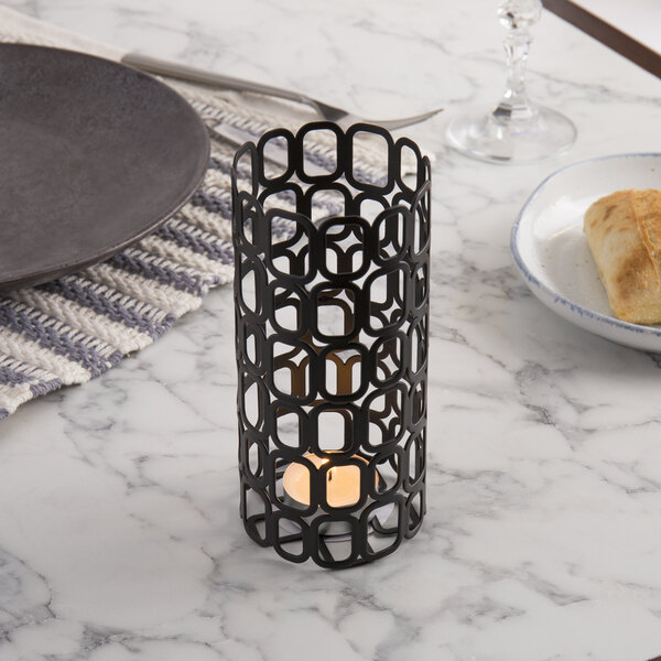 Sterno 85248 2 7/8" x 6" Black Square Wire Metal Lamp Base