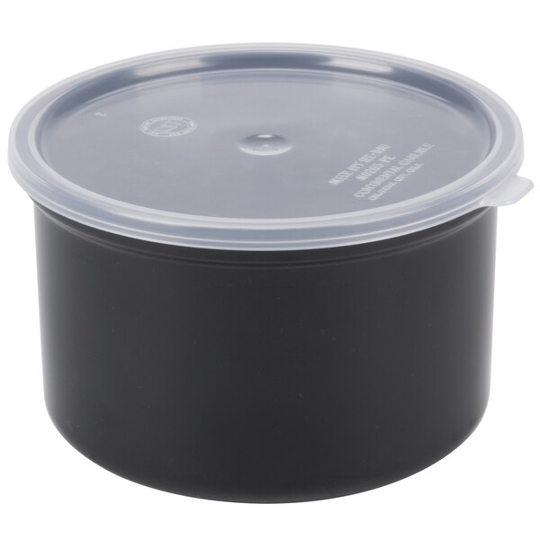 Carlisle Classic 1.5 Qt. Black Round SAN Plastic Crock with Lid