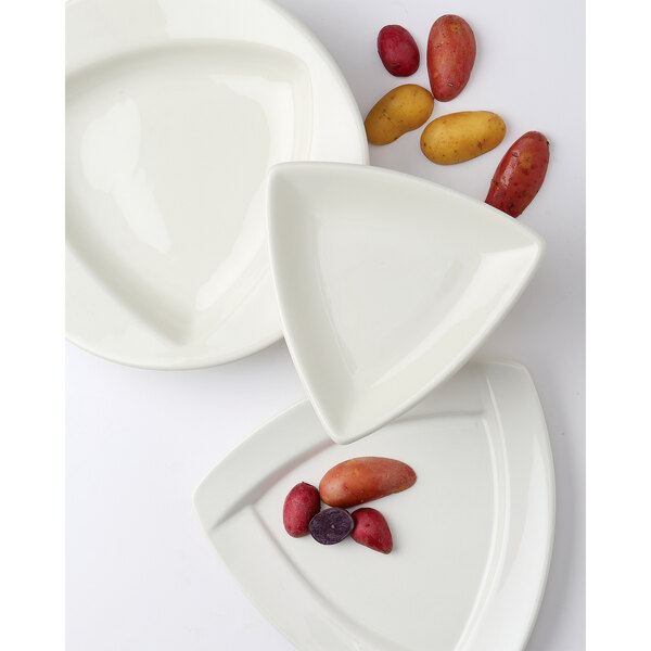 Tuxton BWZ-102J 10 1/8" White Triangle China Plate - 12/Case