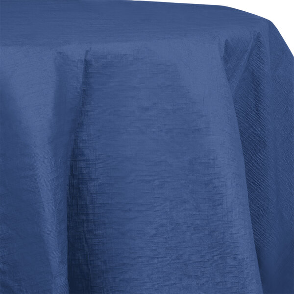 Creative Converting 923278 82" Navy Blue Tissue / Poly Table Cover