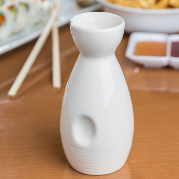 GET NC-4003-W 9 oz. Porcelain Fuji Sake Bottle - 12/Pack