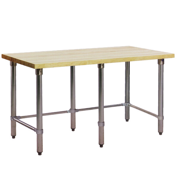 Eagle Group MT2448ST Wood Top Work Table with Stainless Steel Base - 24 ...