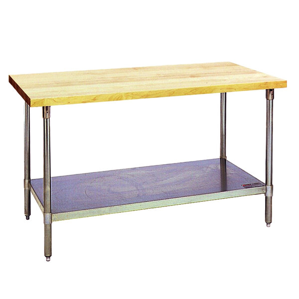 Eagle Group MT3048S Wood Top Work Table with Stainless Steel Base and ...