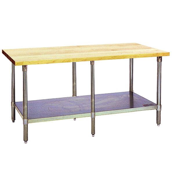 Eagle Group MT3096B Wood Top Work Table with Galvanized Base and ...