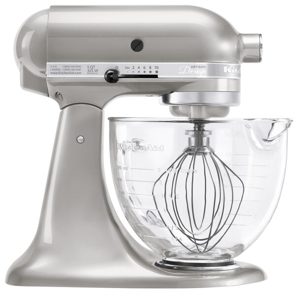 KitchenAid KSM155GBSR Sugar Pearl Silver Premium Metallic Series 5 Qt ...