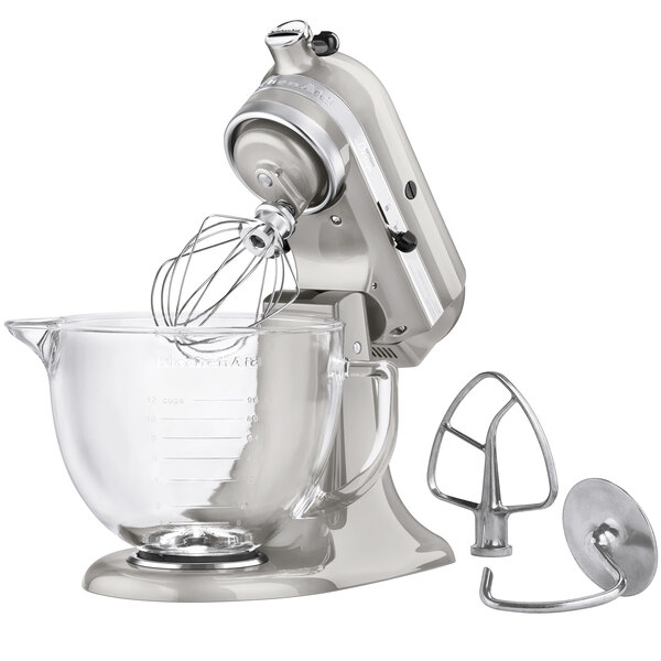 KitchenAid KSM155GBSR Sugar Pearl Silver Premium Metallic Series 5 Qt ...