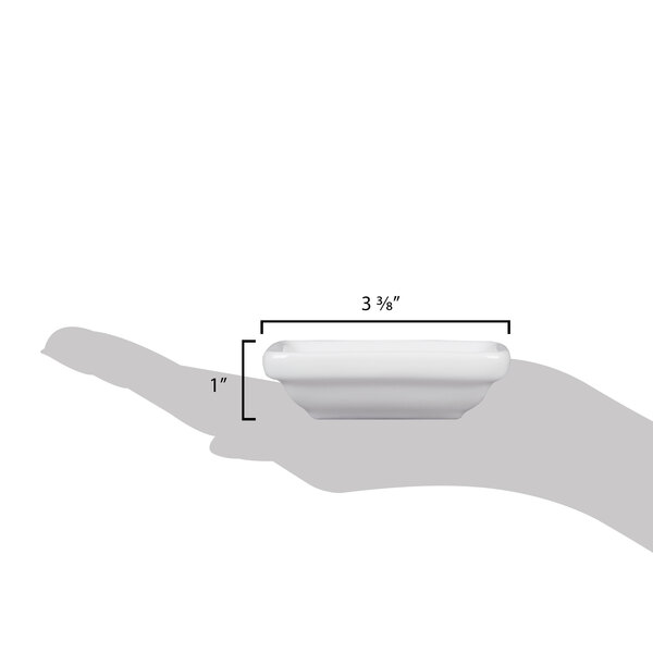 Tuxton BPZ-033B 2 oz. Porcelain White Rectangular China Sauce Dish - 48/Case