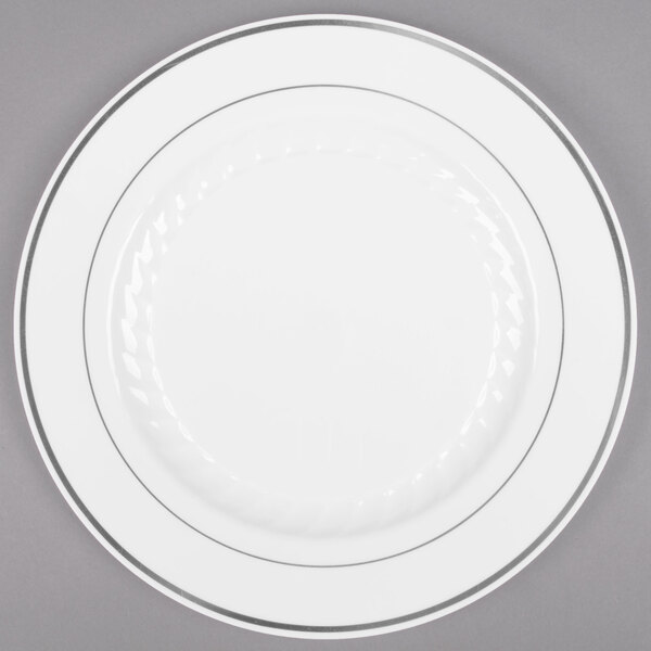 WNA Comet MP6WSLVR 6" White Masterpiece Plastic Plate with Silver ...