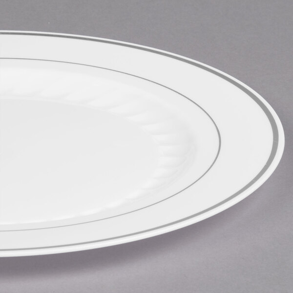 WNA Comet MP6WSLVR 6" White Masterpiece Plastic Plate with Silver ...