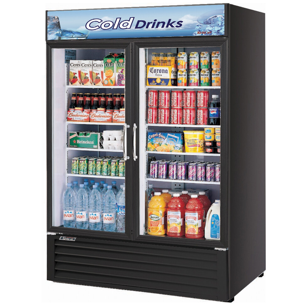 Turbo Air TGM-50RSB Black 56" Two Glass Door Refrigerator - 50 Cu. Ft.