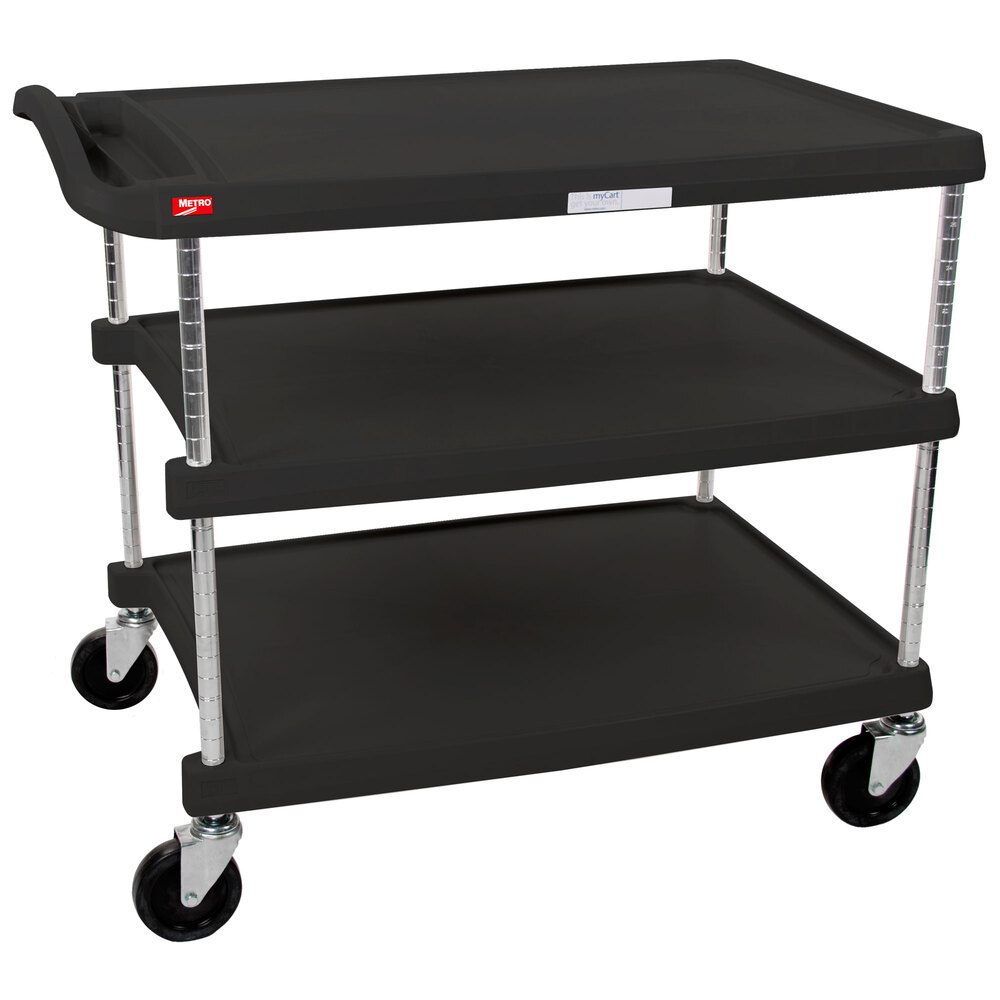 Metro myCart MY2636-35BL Black Utility Cart with Three Shelves and ...