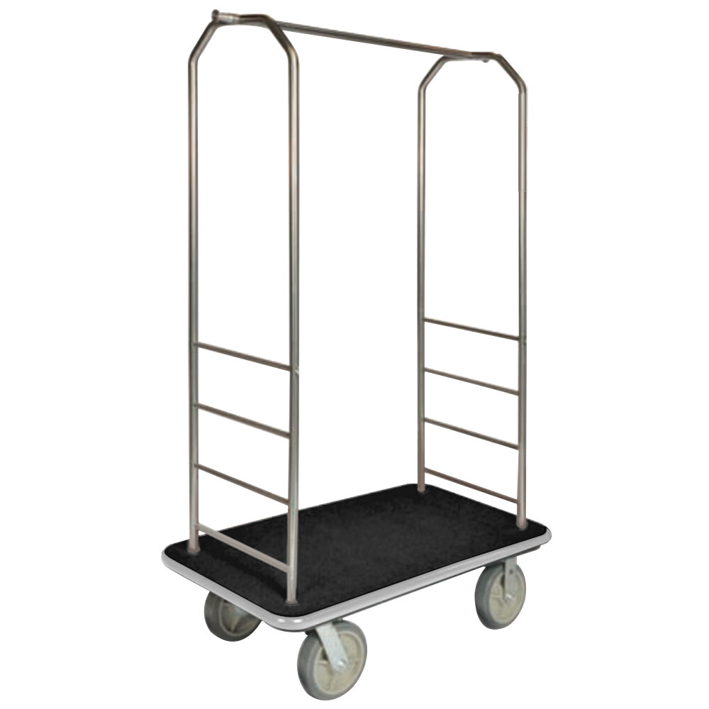 CSL 2000GY-050 Chrome Finish Bellman's Cart with Rectangular Black ...