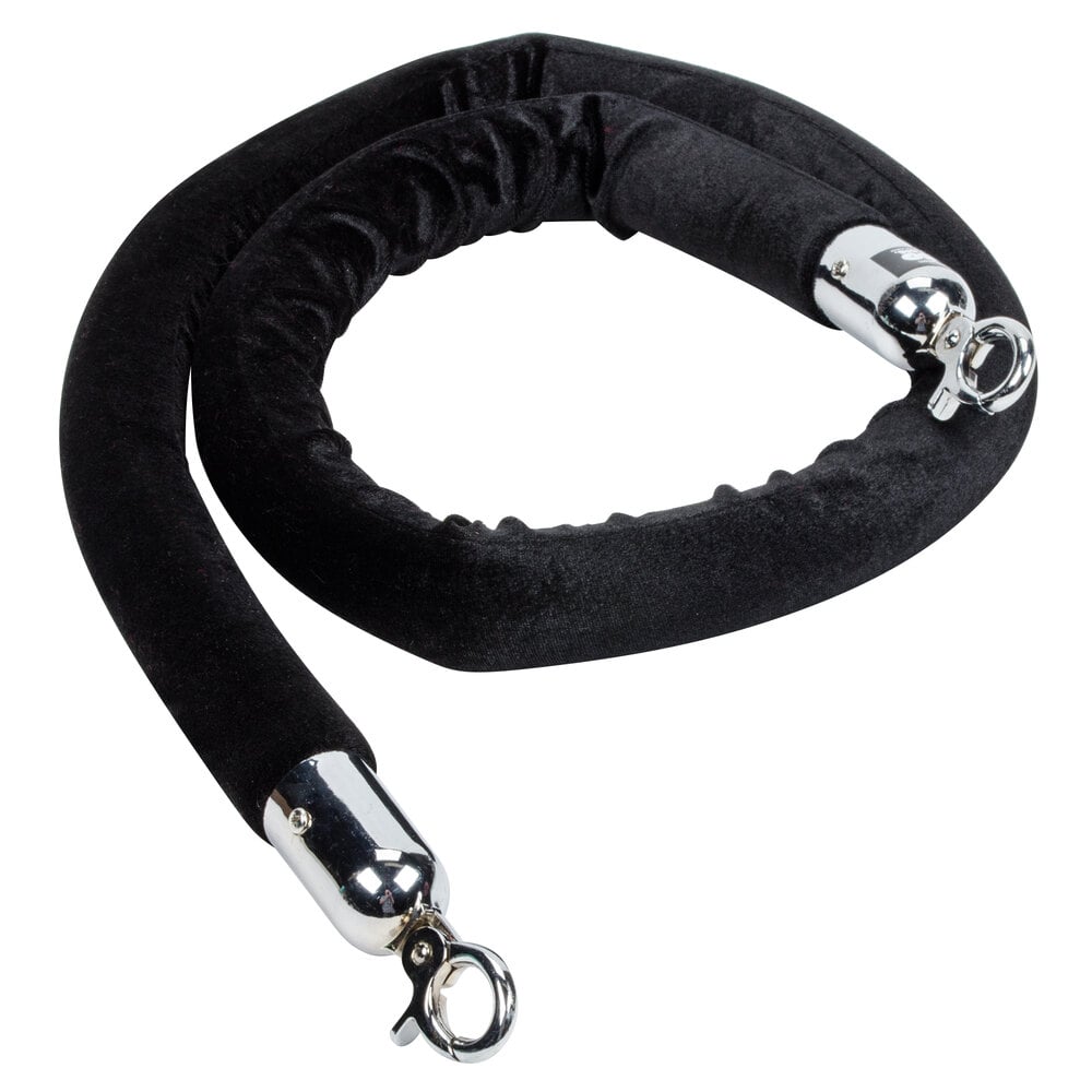 Aarco Black 5' Stanchion Rope with Chrome Ends for Rope Style Crowd ...