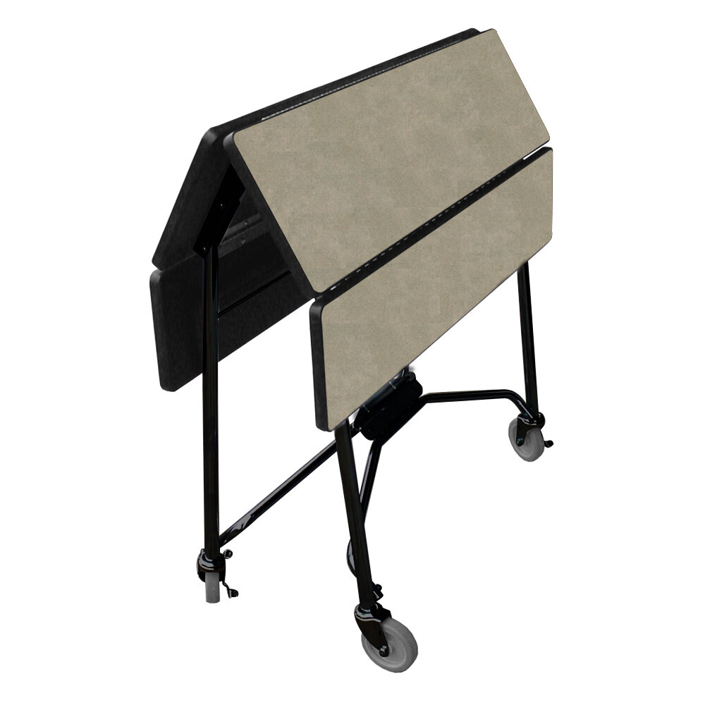 Lakeside 416 Mobile Square Top Fold-Up Room Service Table with Beige ...