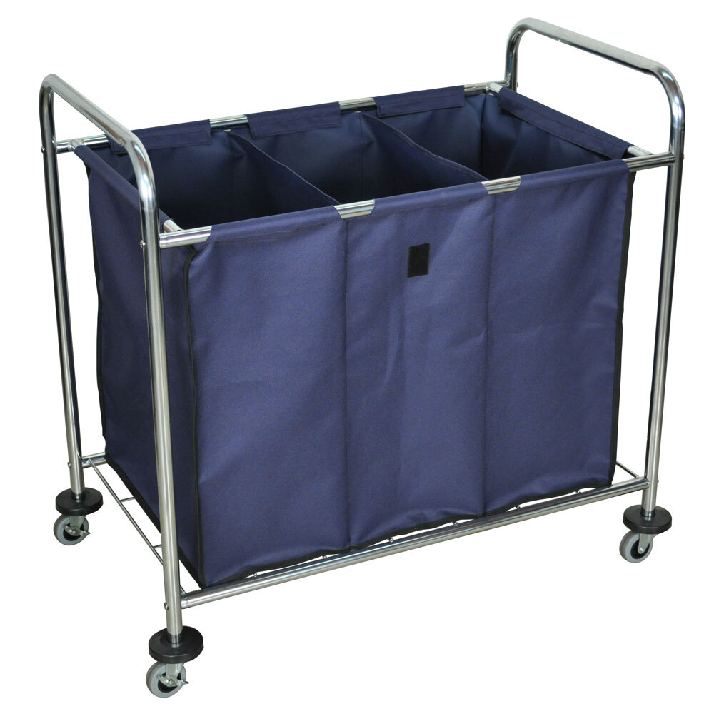 Luxor H Wilson HL15 7 Bushel 3 Compartment Industrial Laundry Cart
