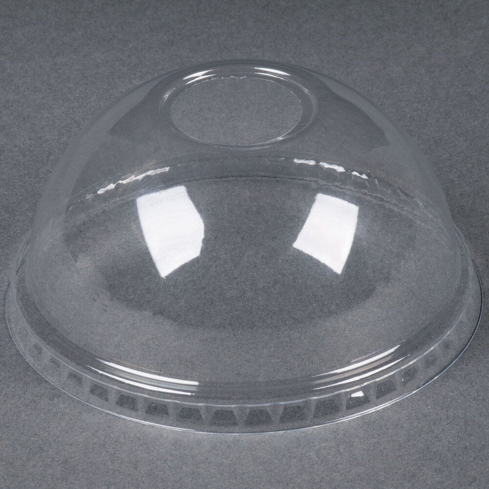Choice Clear Dome Lid with Hole - 50 / Pack
