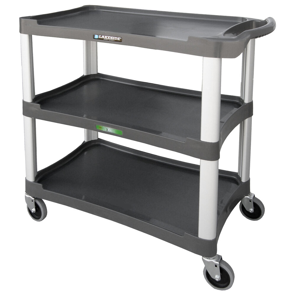 Lakeside 2503 Standard-Duty Charcoal Plastic Three Shelf Utility Cart ...
