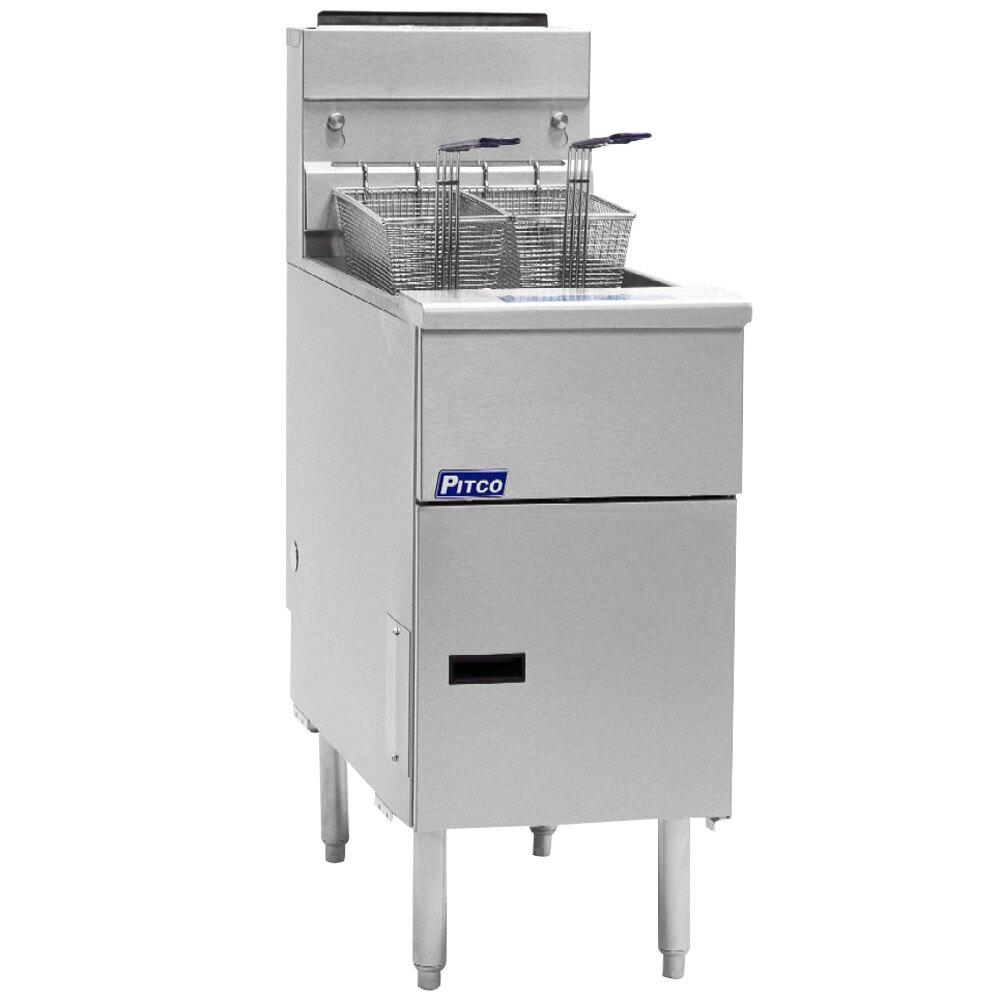 Pitco® SG14-S Natural Gas 40-50 lb. Stainless Steel Floor Fryer ...