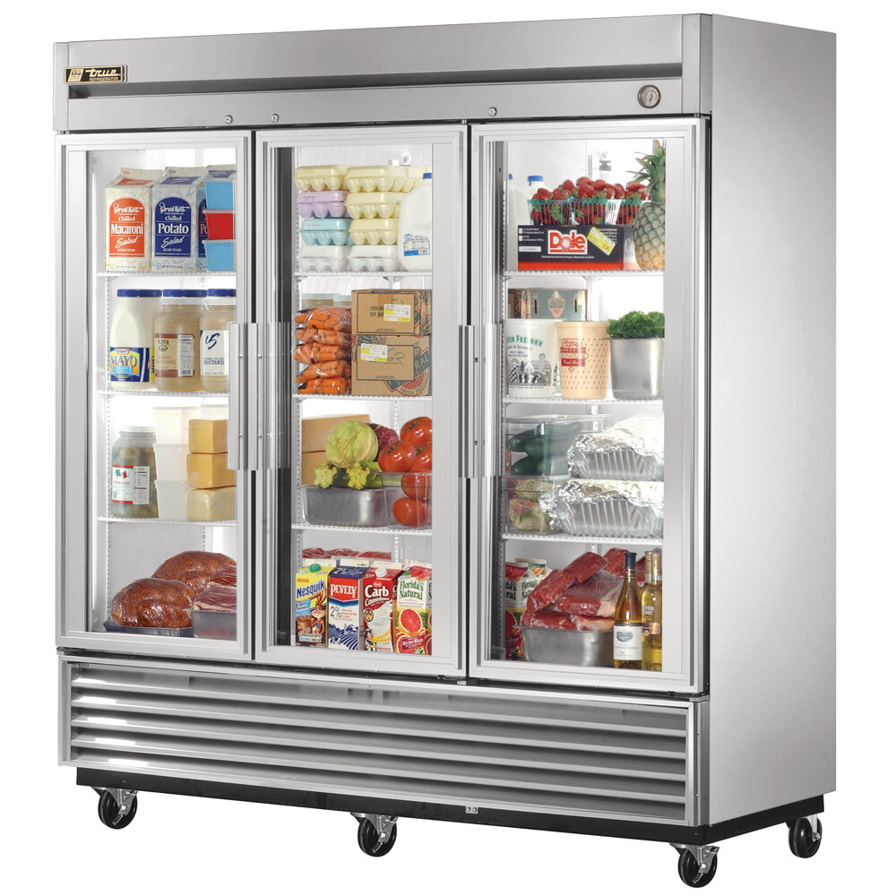 True T-72G-LD Three Section Glass Door Reach In Refrigerator with LED ...