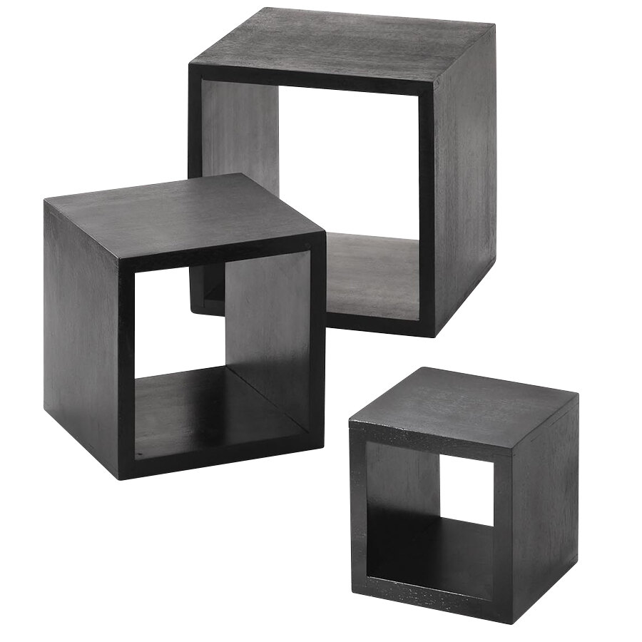 American Metalcraft RSB1 Black 3 Piece Square Wood Riser