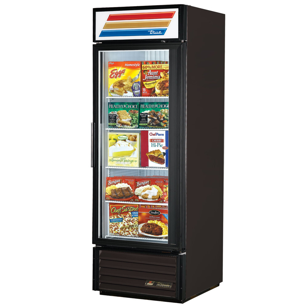 True GDM-23F-LD Black Glass Door Merchandiser Freezer with LED Lighting