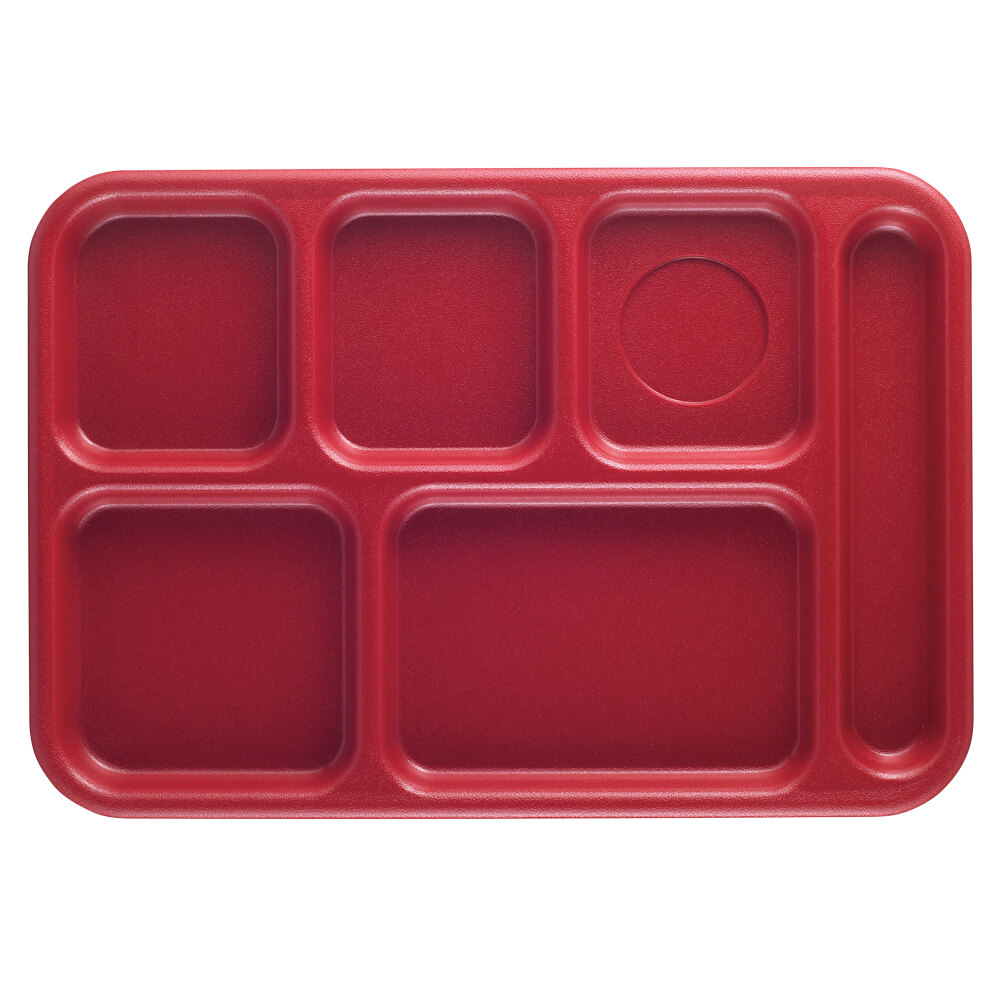 Cambro BCT1014163 Red Budget 6 Compartment Serving Tray - 24/Case
