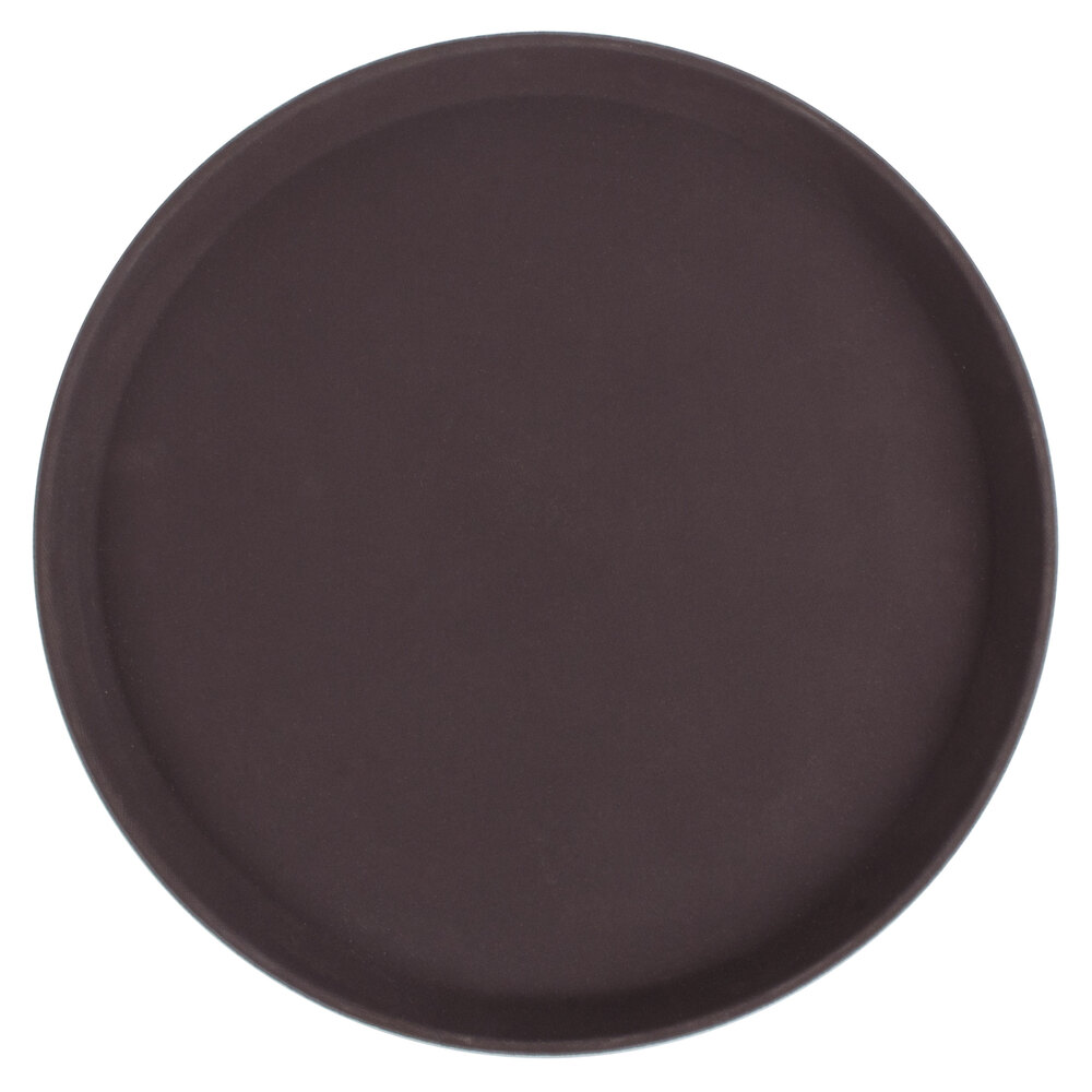 11" Brown Fiberglass Non-Skid Serving Tray