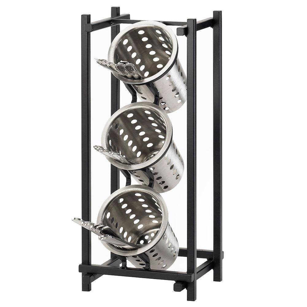 Cal Mil 1134 13 Black One By One Three Compartment Metal Silverware 