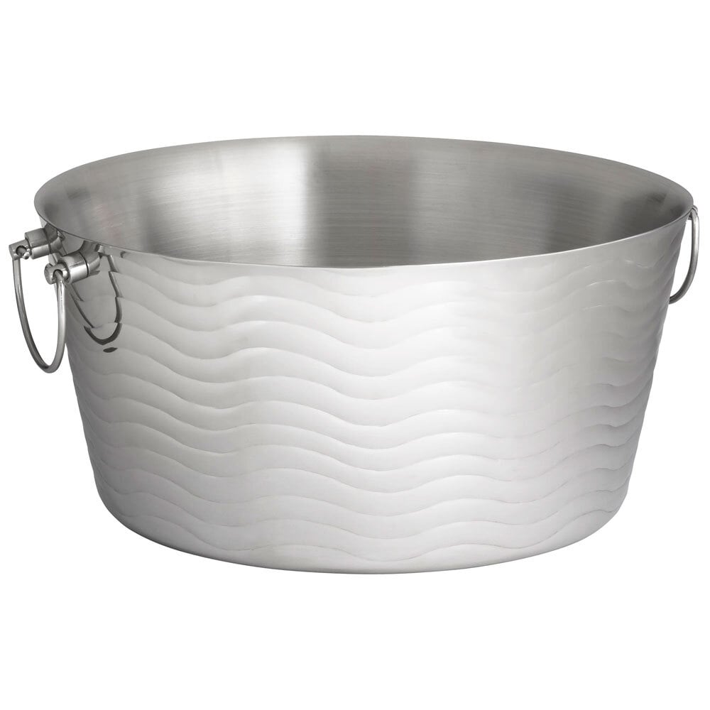Tablecraft WBT199 Wave Round Stainless Steel Double-Walled Beverage Tub ...