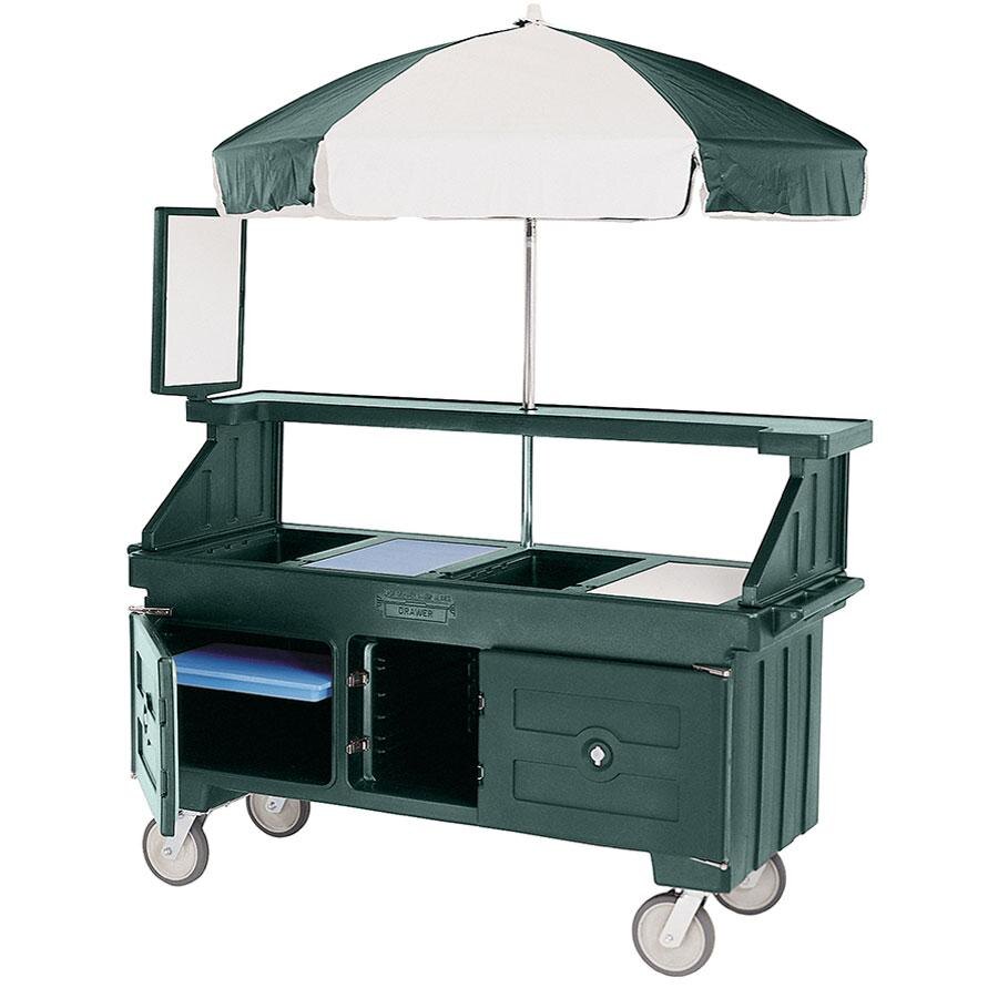 Cambro CVC72519 Camcruiser Green Vending Cart with Umbrella and 3 ...
