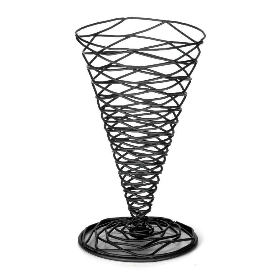 Tablecraft BK157 Artisan Round Appetizer Wire Cone Basket - 4 3/4" x 6 3/4"