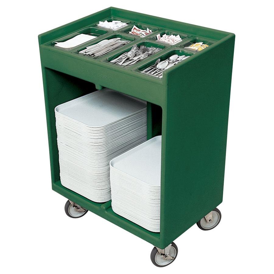 Cambro TC1418192 Granite Green Tray and Silverware Cart with Protective ...