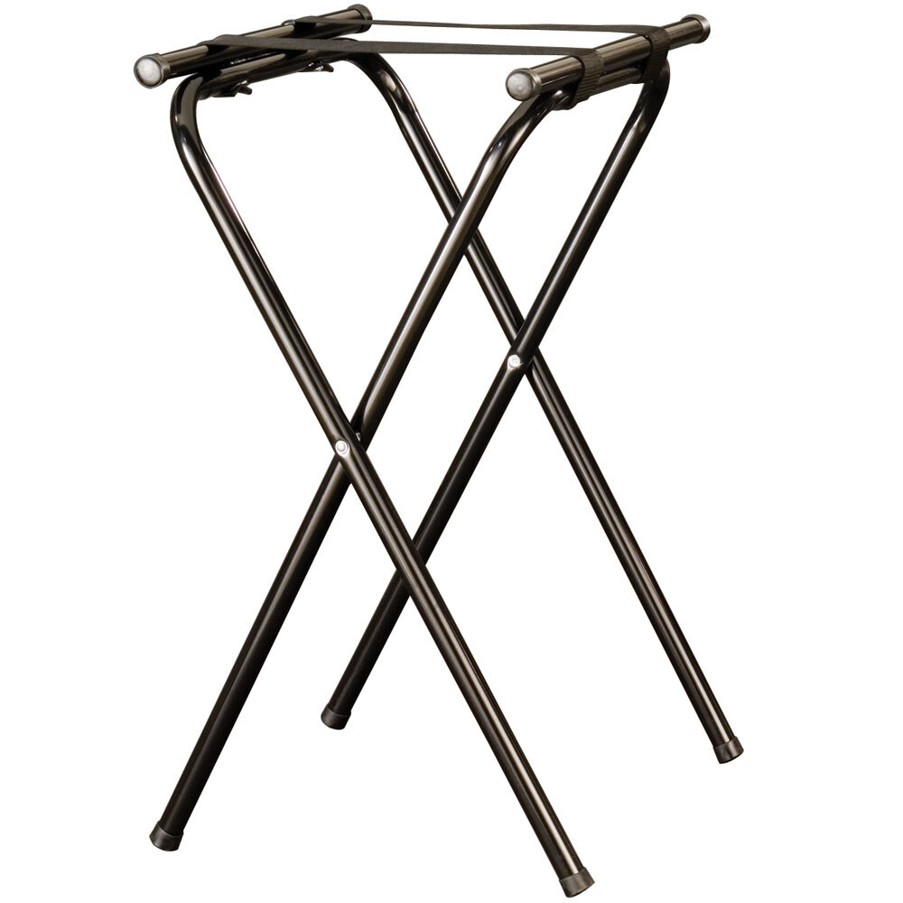 American Metalcraft 31" Black Chrome Deluxe Folding Tray Stand