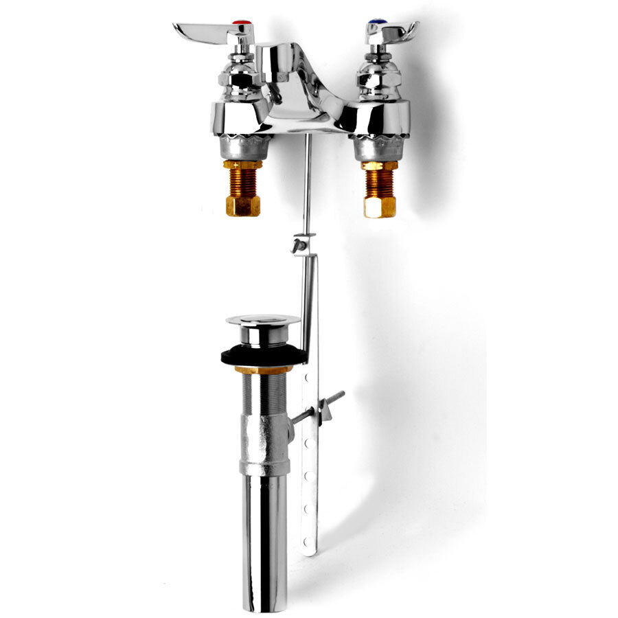 T&S B-0870 Deck Mounted Lavatory Faucet with Pop Up Drain - 4" Centers