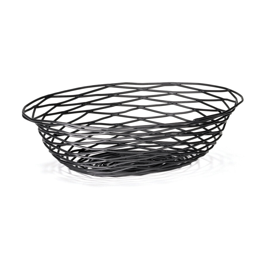 Tablecraft BK17412 Artisan Oval Black Wire Basket - 12" x 9" x 3"